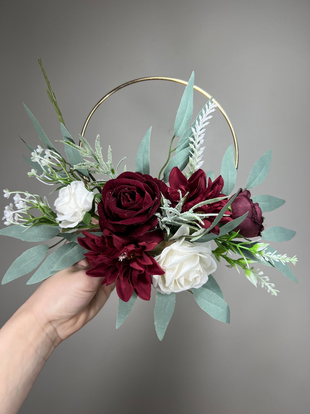 Wedding Hoop Burgundy White Hoop Flower Girl Hoop Bridesmaids Ring ...