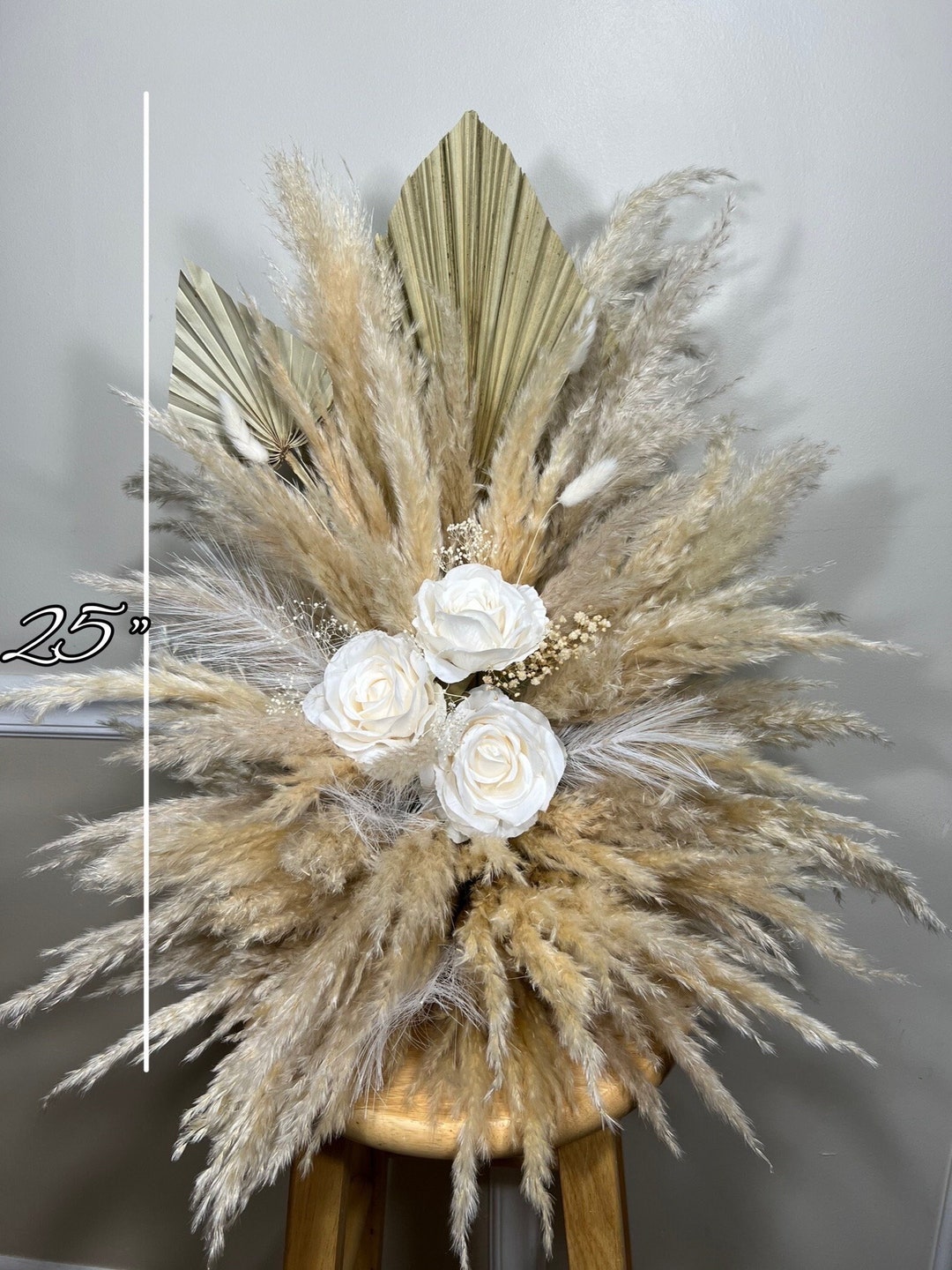 Wedding Ground Arch Arrangement White Boho Pampas Grass Arch Aisle ...