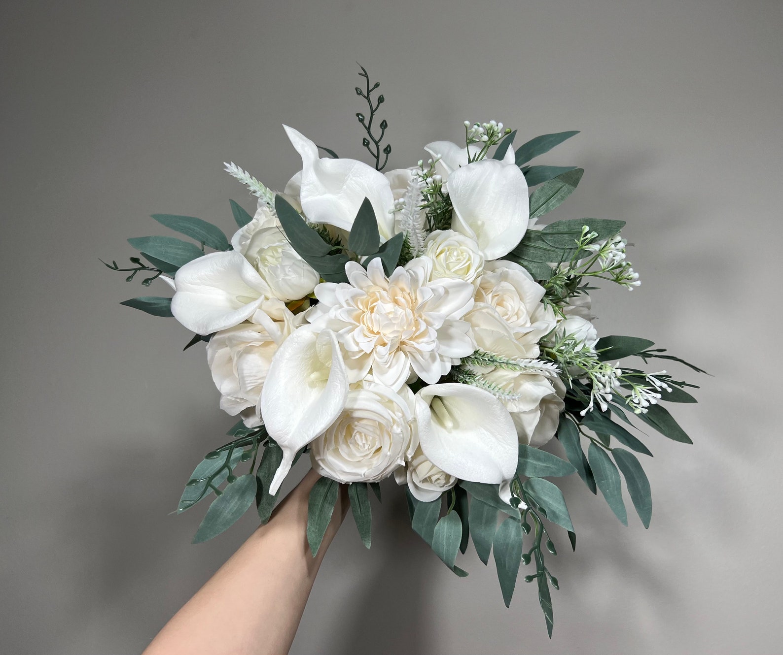 White Cascade Bouquet Bridal Ivory Bouquet Cascading Calla Lily Bouquet ...
