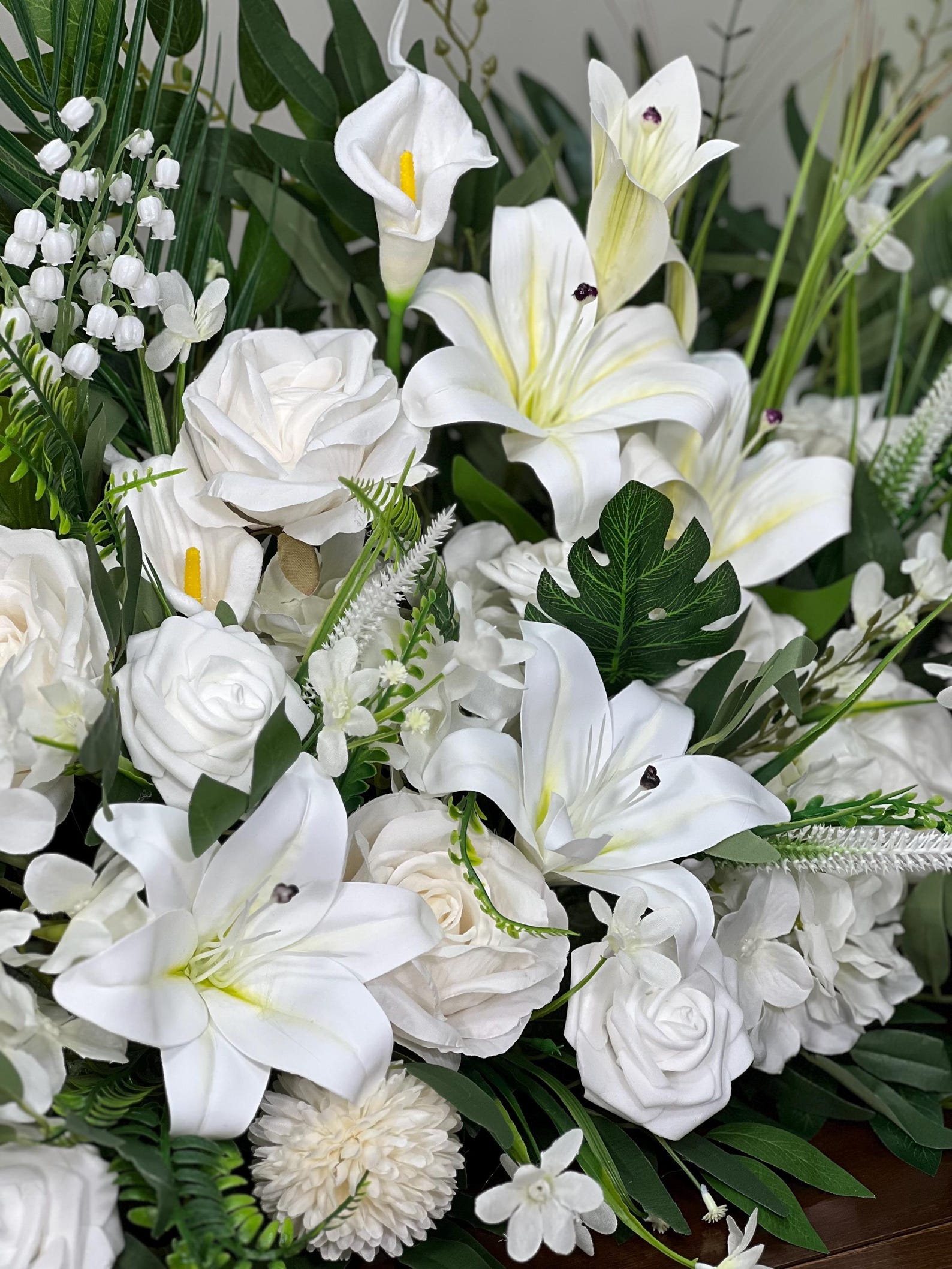 White Wedding Altar Flower Arrangement, Church Ceremony Pulpit Flowers ...
