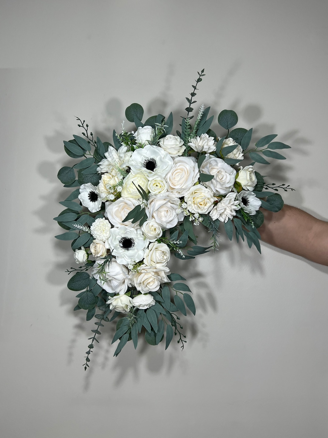 Wedding Corner Arch Arrangement White Corner Anemone Arch Arrangement ...