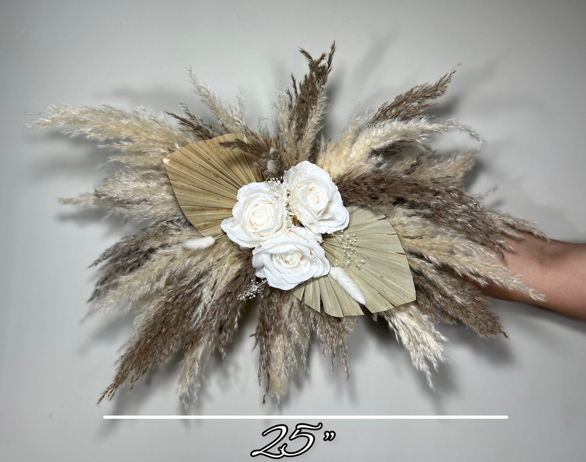 Wedding Sweetheart White Centerpiece Pampas Grass Boho Centepiece Palm ...