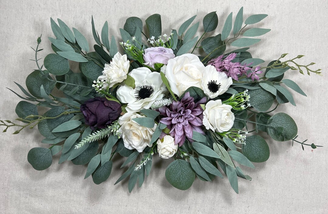 Purple Arch Arrangement Wedding White Arch Aisle Arrangement Dark ...