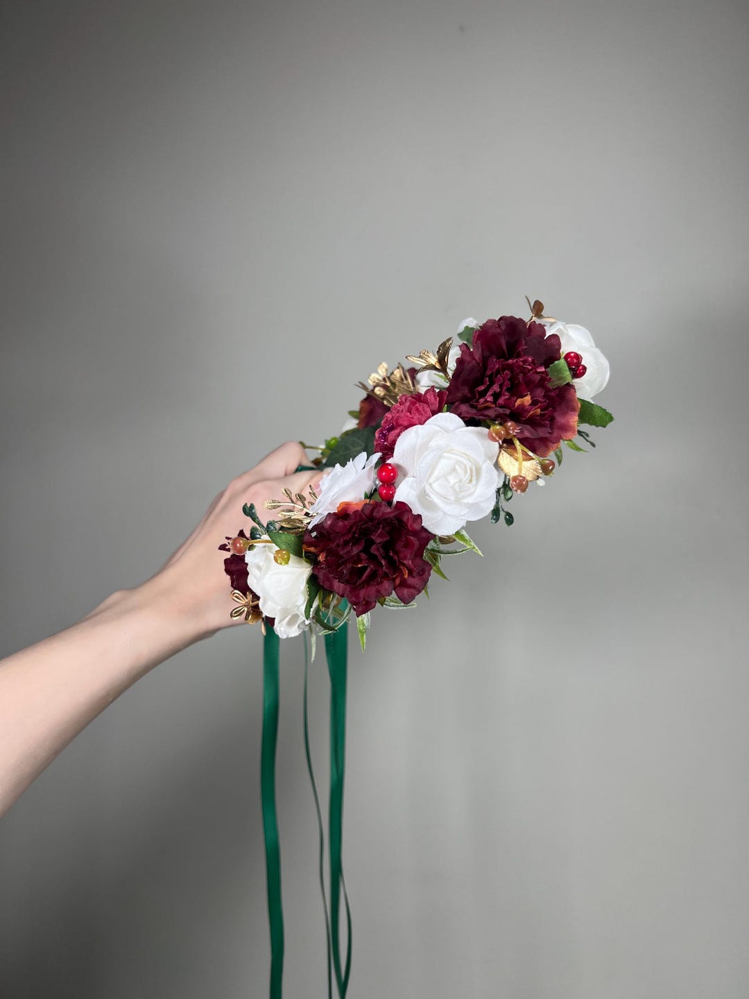 Christmas Flower Crown White Wedding Crown Winter Floral Headband ...