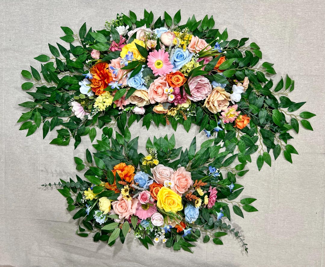 Wild Flower Arch Arrangement Wedding Colorful Arbor Arrangement Blue ...