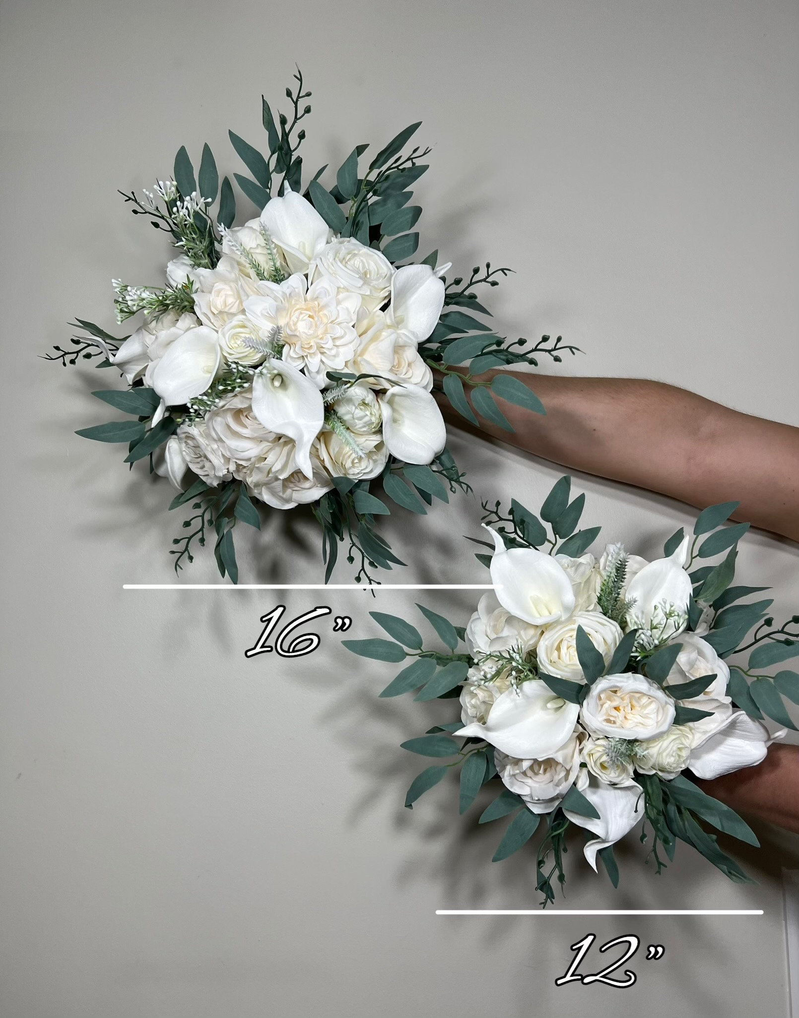 White Cascade Bouquet Bridal Ivory Bouquet Cascading Calla Lily Bouquet ...