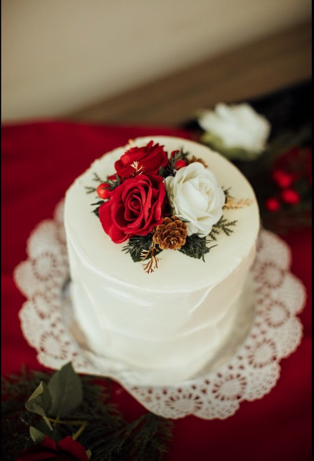 Cake Decoration Christmas White Wedding Topper Red Decor Cake ...