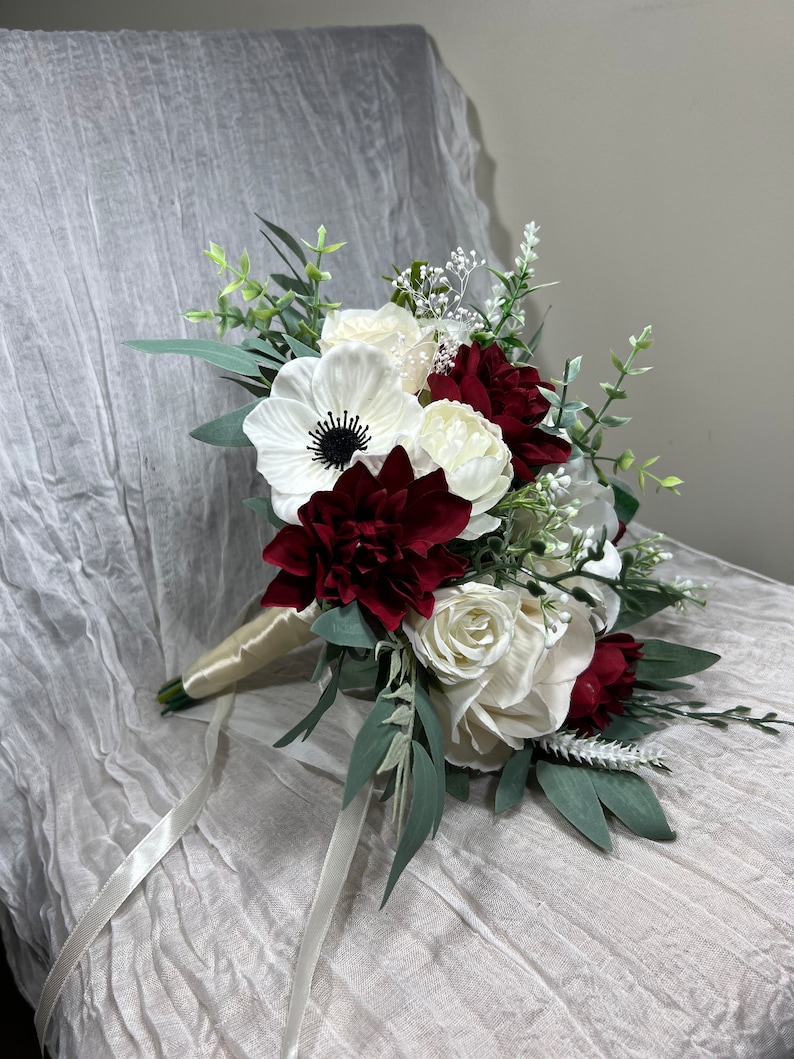 Wedding Bouquet Anemone Bridal Ivory Anemone White Bridesmaids Bouquet ...