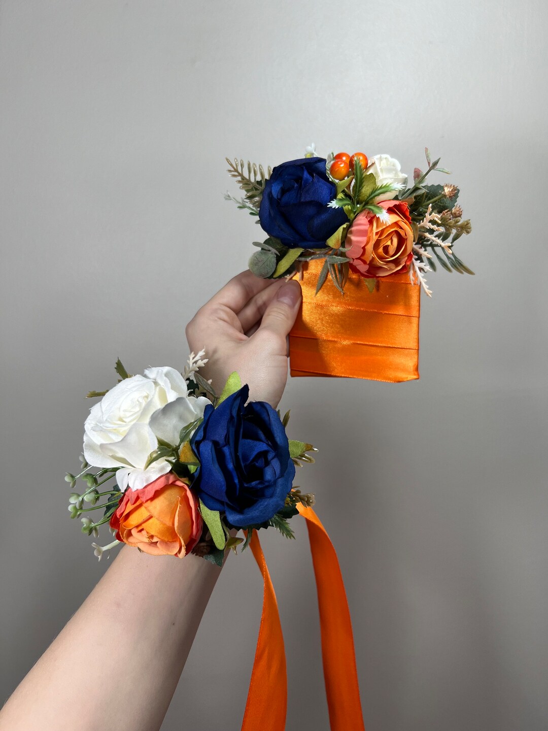 Blue Orange Corsage Wedding Royal Blue Corsage Orange Mom Corsage White ...