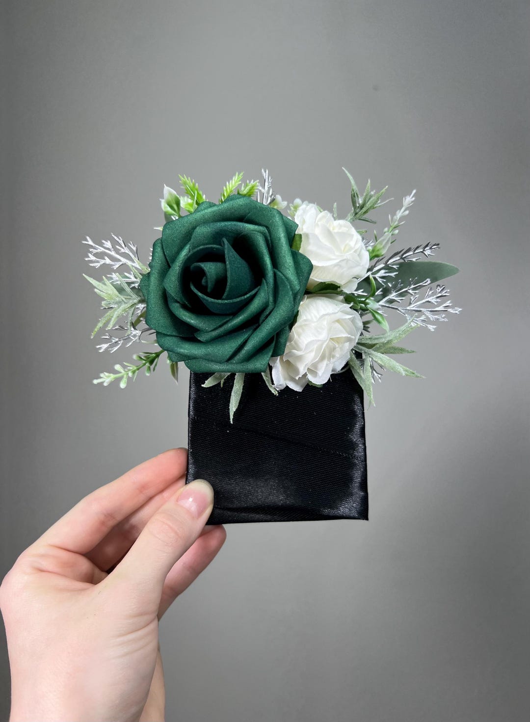 Emerald Green Pocket Boutonniere Wedding Groom Green Boutonnière Square ...