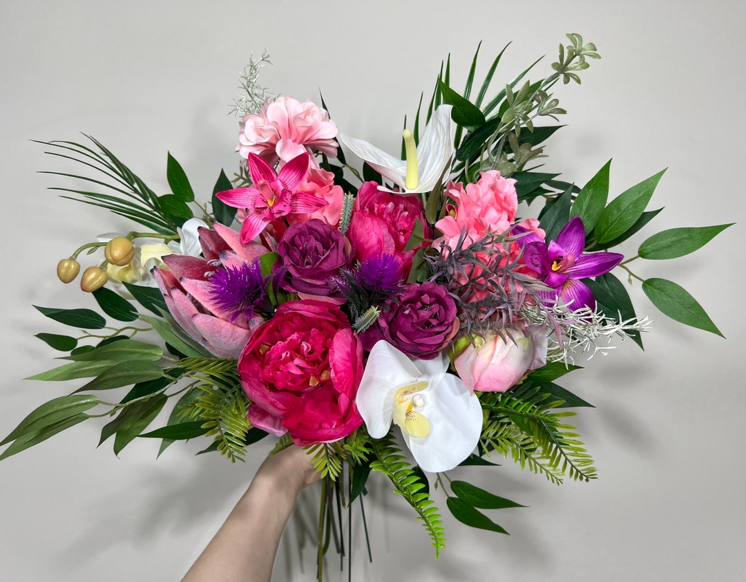 Wedding Fuchsia Bouquet Bridal Viva Magenta Bridesmaids Bouquet Hot ...
