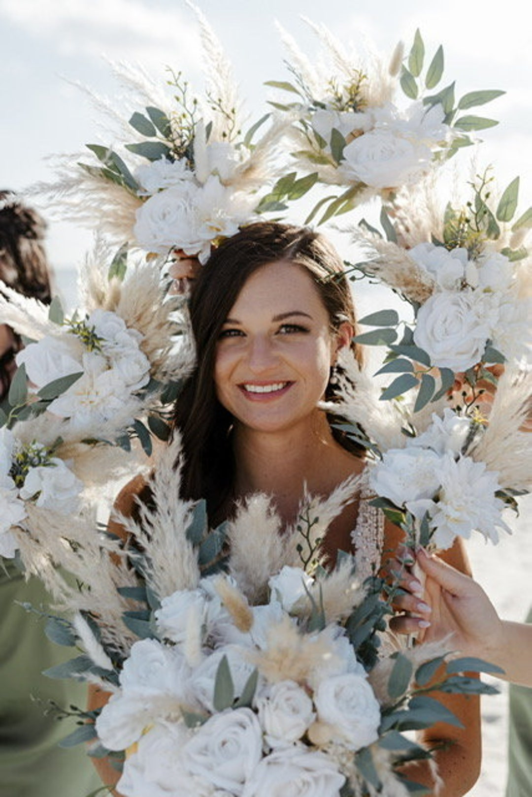 Wedding White Bouquet Boho Bridal Ivory Bouquet Pampas Grass ...