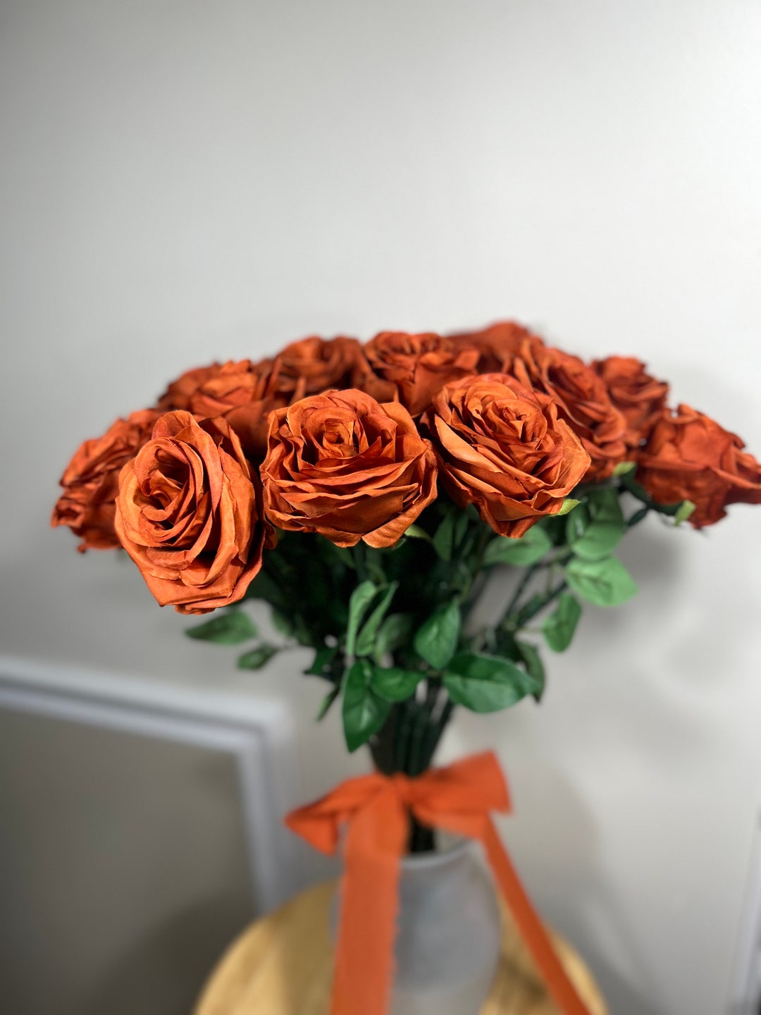 Burnt Orange Artificial Flowers Head Rose Terracotta Rust High Quality ...
