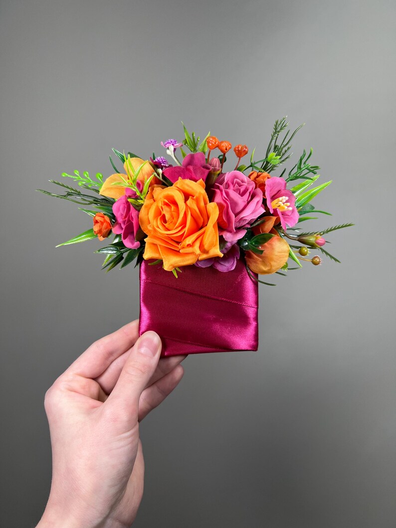 Orange Pink Cascading Bouquet Wedding Bridal Hot Pink Cascade Tropical ...
