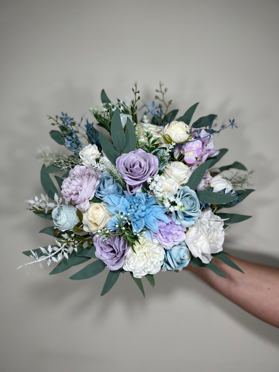 Wedding Bouquet Blue Bridal Rustic Light Purple Bouquet White Lavender ...