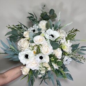 Wedding Bouquet White Anemone Wedding Ivory Anemone Cascade Bouquet ...