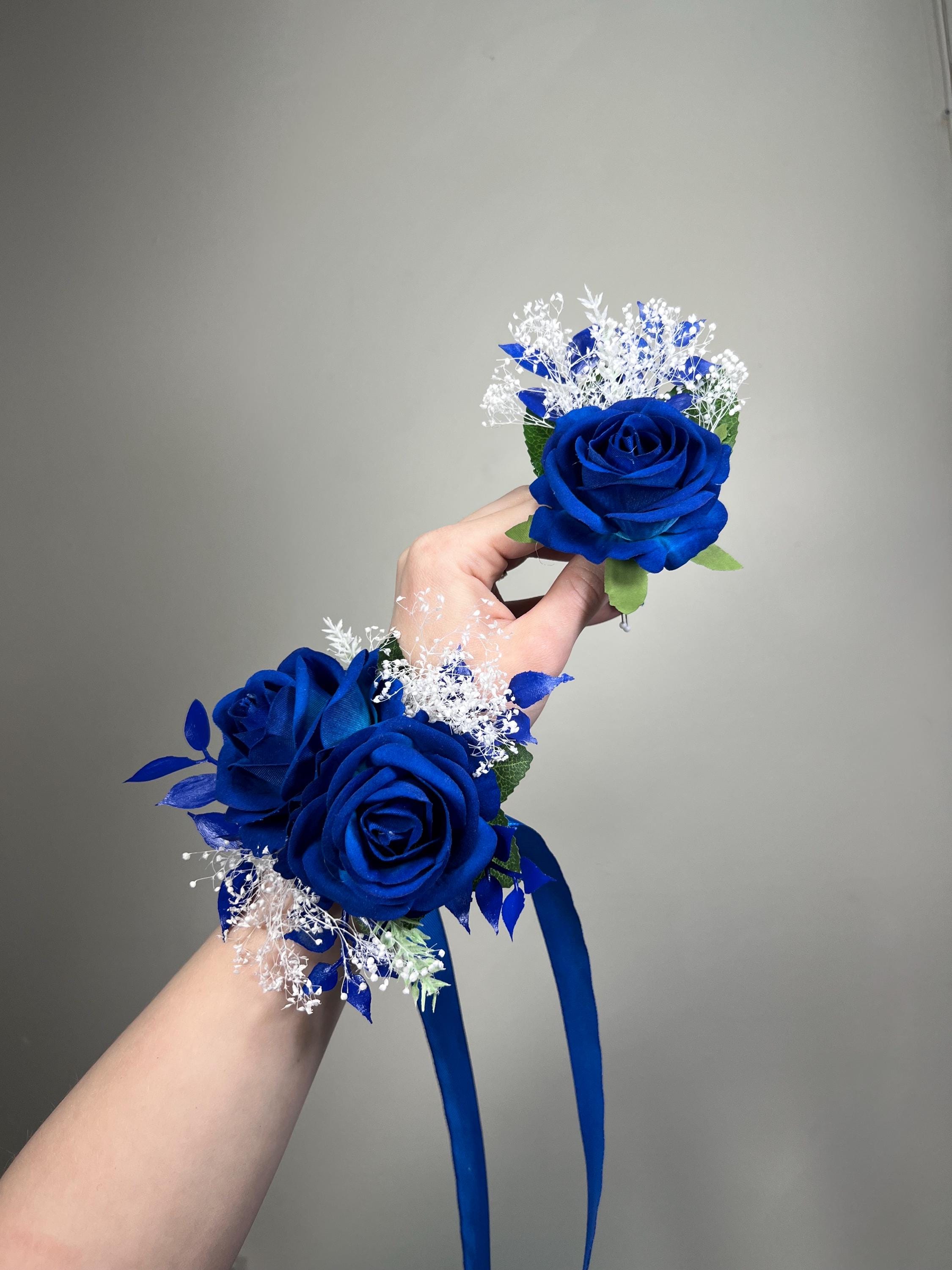 Royal Blue Corsage, Wedding Blue Wrist Corsage, Prom Royal Blue Corsage ...