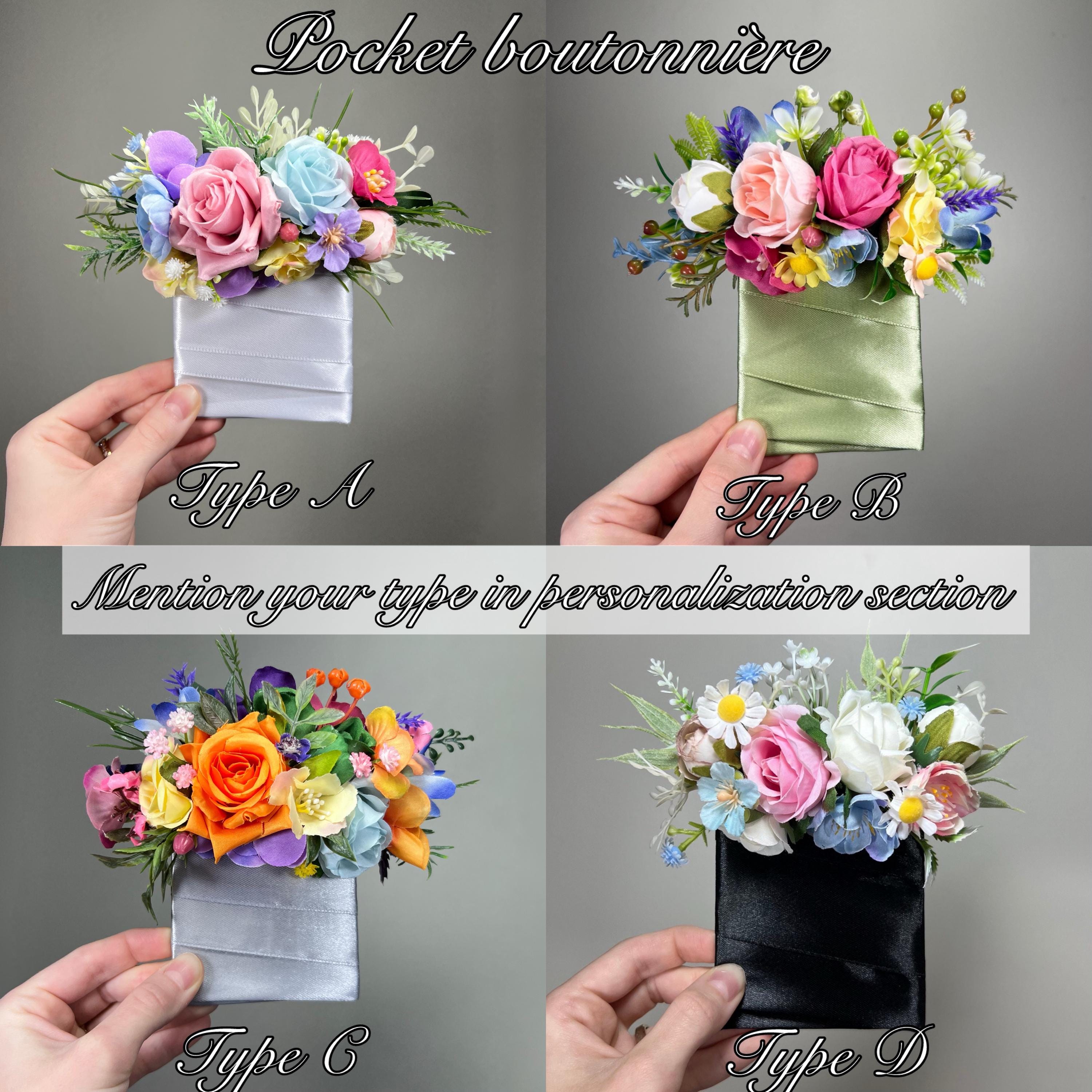 Colorful Pocket Boutonniere Wedding Rustic Pink Yellow Blue Square ...