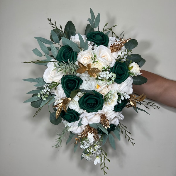 Bridal Bouquet Emerald Green and Ivory - Etsy