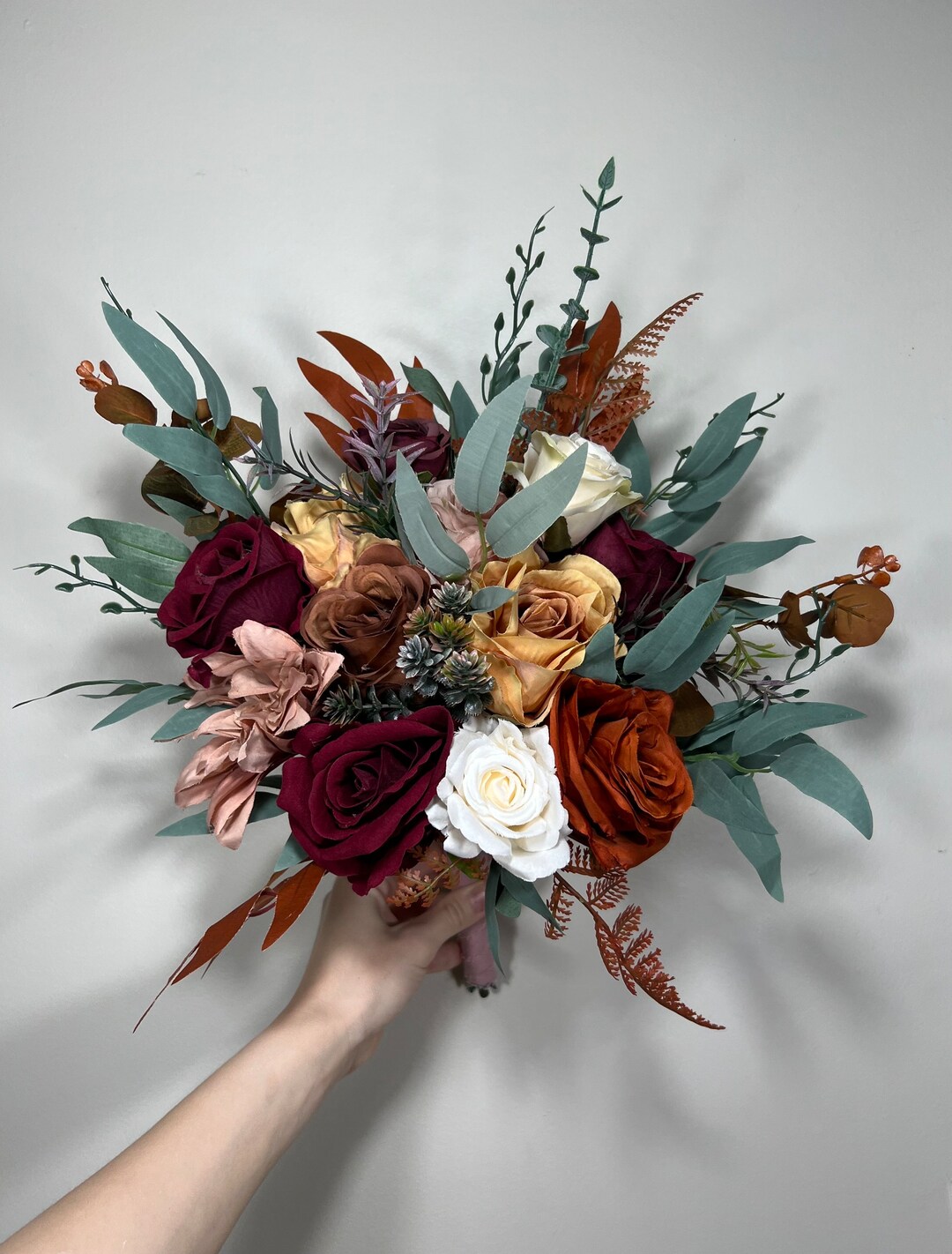 Wedding Bouquet Rust Burgundy Dusty Rose Bouquet Bridal Terracotta ...