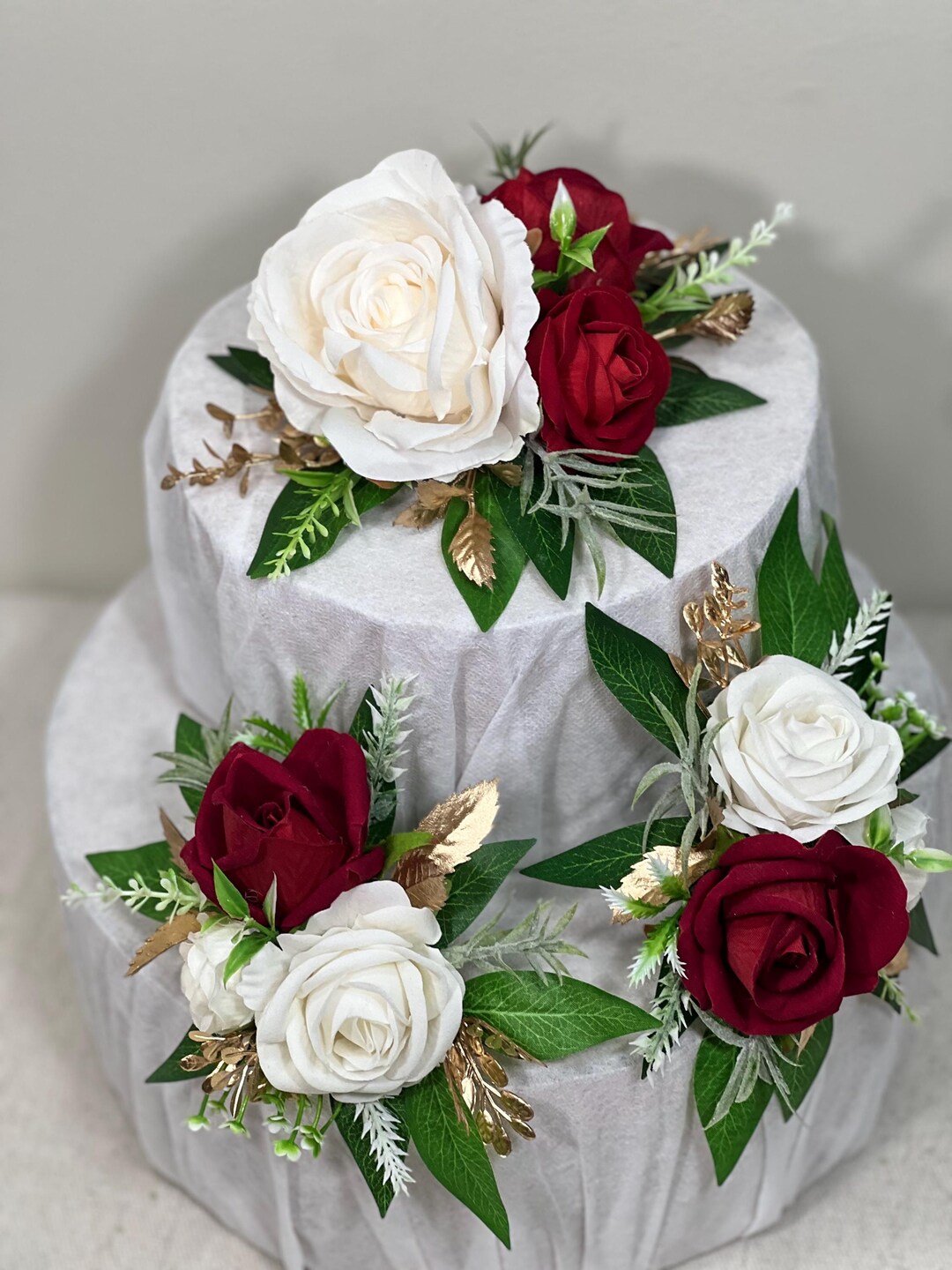 White Red Cake Decoration Wedding Cake Topper Red Flower Cake ...