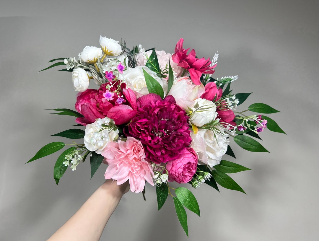Wedding Fuchsia Bouquet Bridal Viva Magenta Bridesmaids Bouquet Hot ...