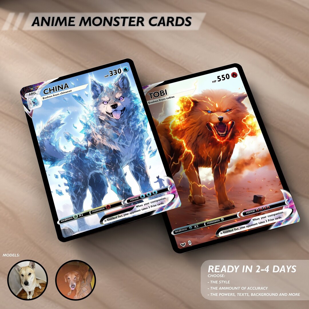 Fully Customizable Anime Pet Monster Card-anime - Etsy