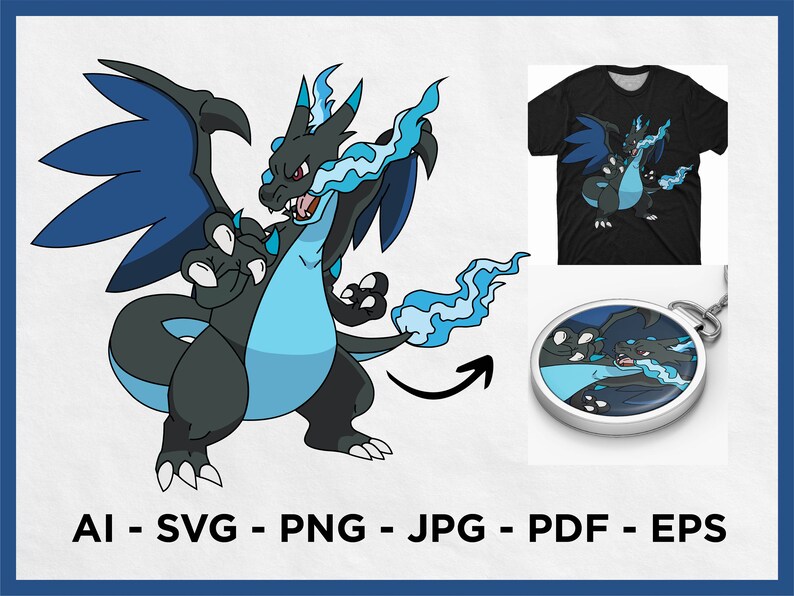 Mega Charizard X Vector, Mega Charizard X SVG, Pokemon, Anime, DIY ...
