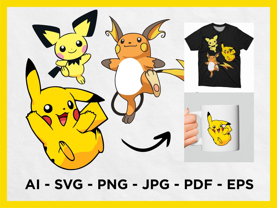 Pikachu Vector, Pikachu SVG, Pokemon, Anime, DIY, Cute for Cricut ...