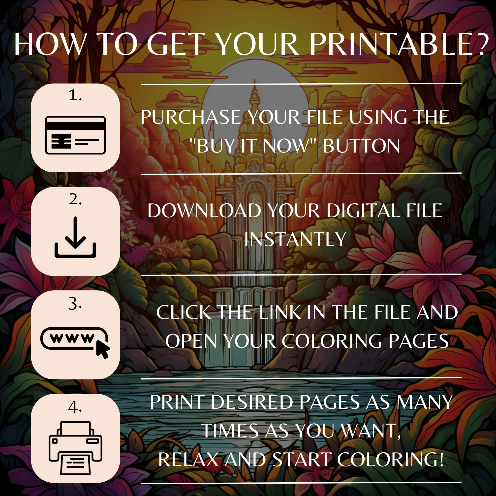 Lost Temples Rainforest Adult Coloring Pages Digital - Etsy