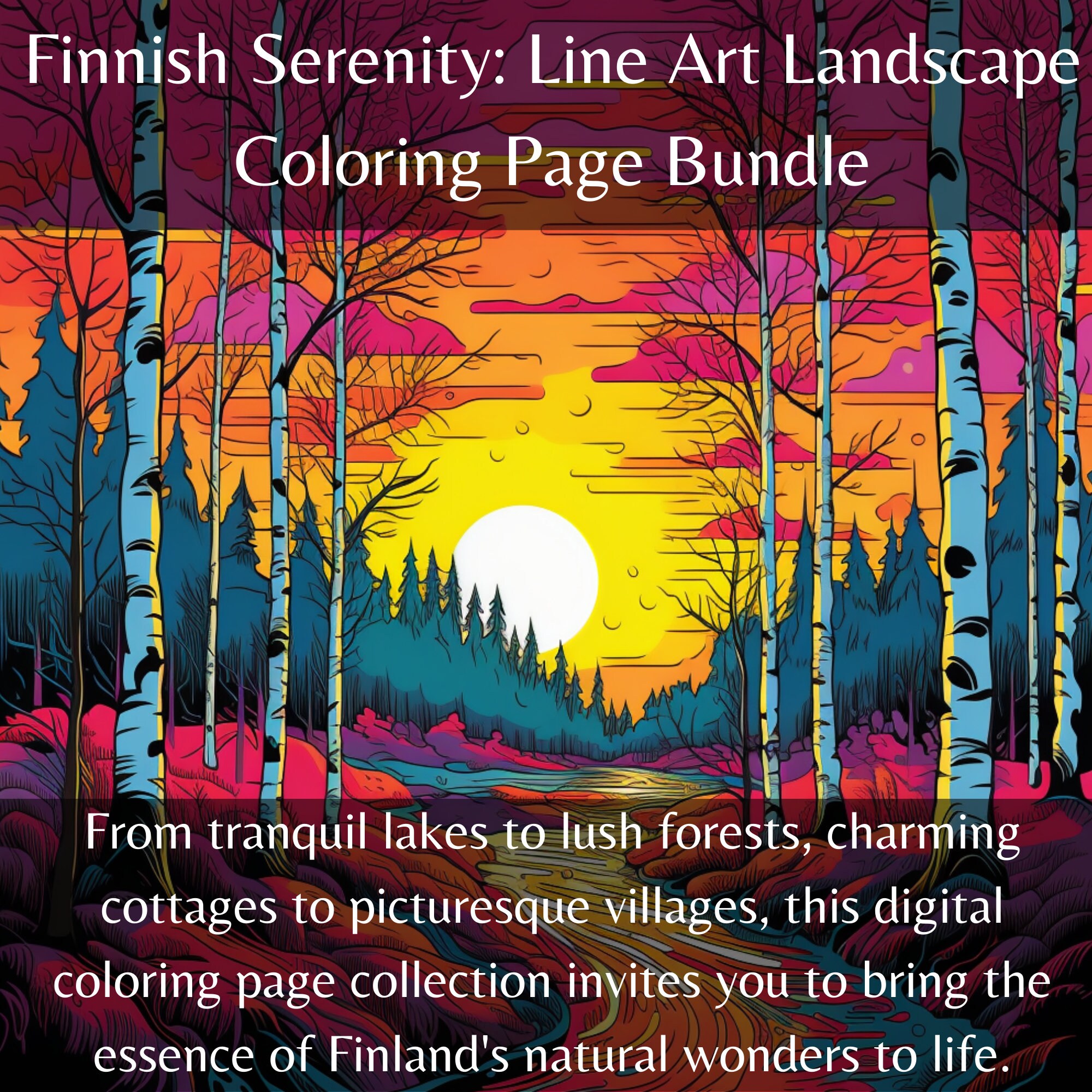 44 Finland Nature Adult Coloring Pages, Digital Download, Printable PDF ...