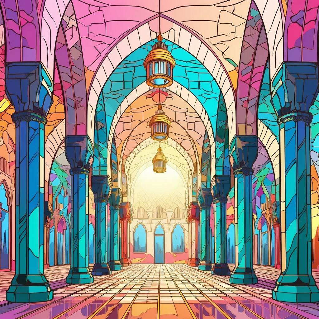 Mosque Adult Coloring Pages, Islamic, Digital Download, Printable, 24 ...