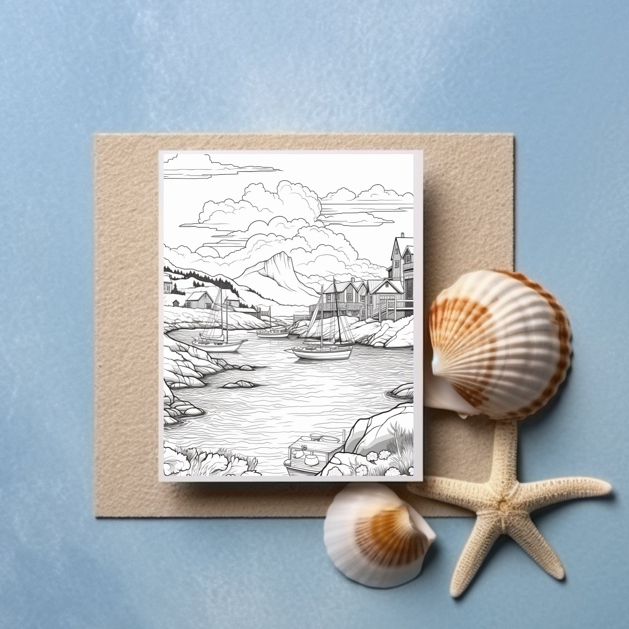 Summer Beach Adult Coloring Pages Digital Download Printable - Etsy