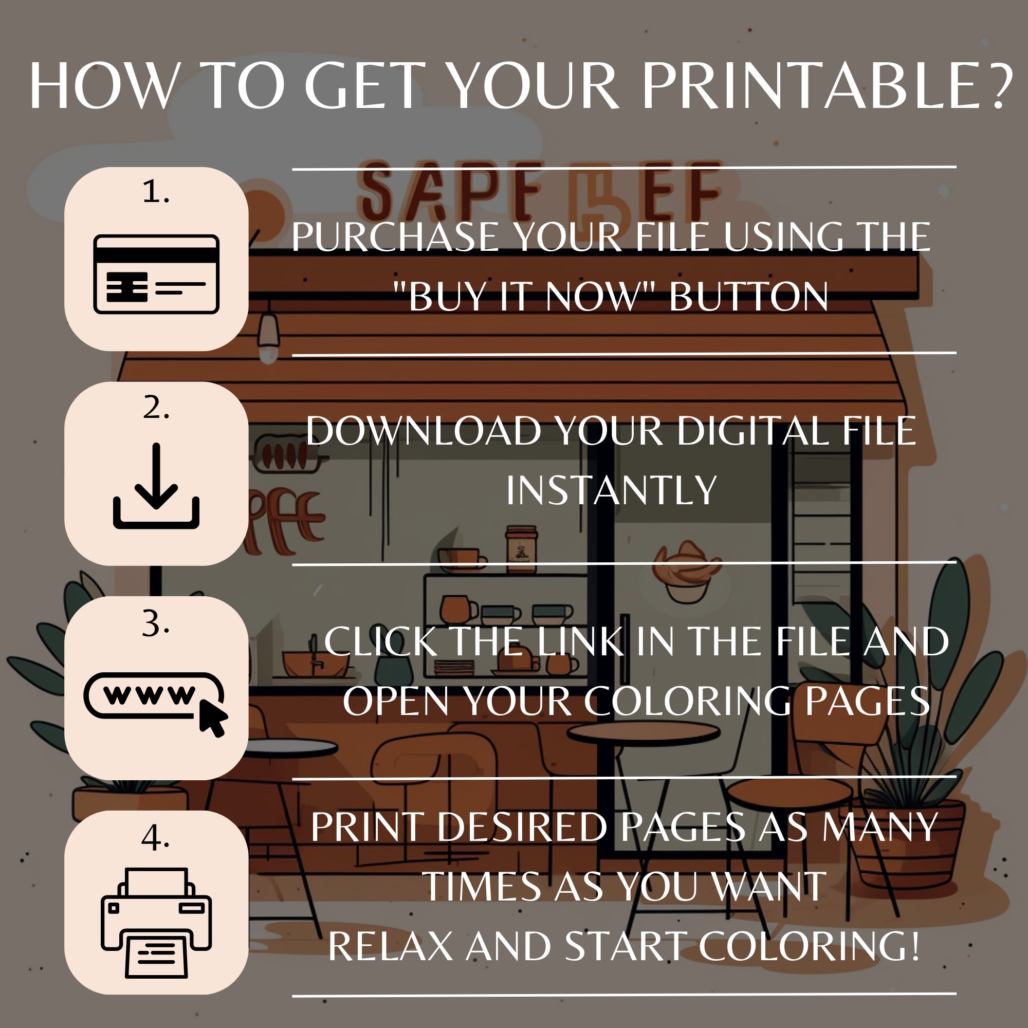 Printable Minimalist Shops and Kiosks Coloring Pages for Adults and ...