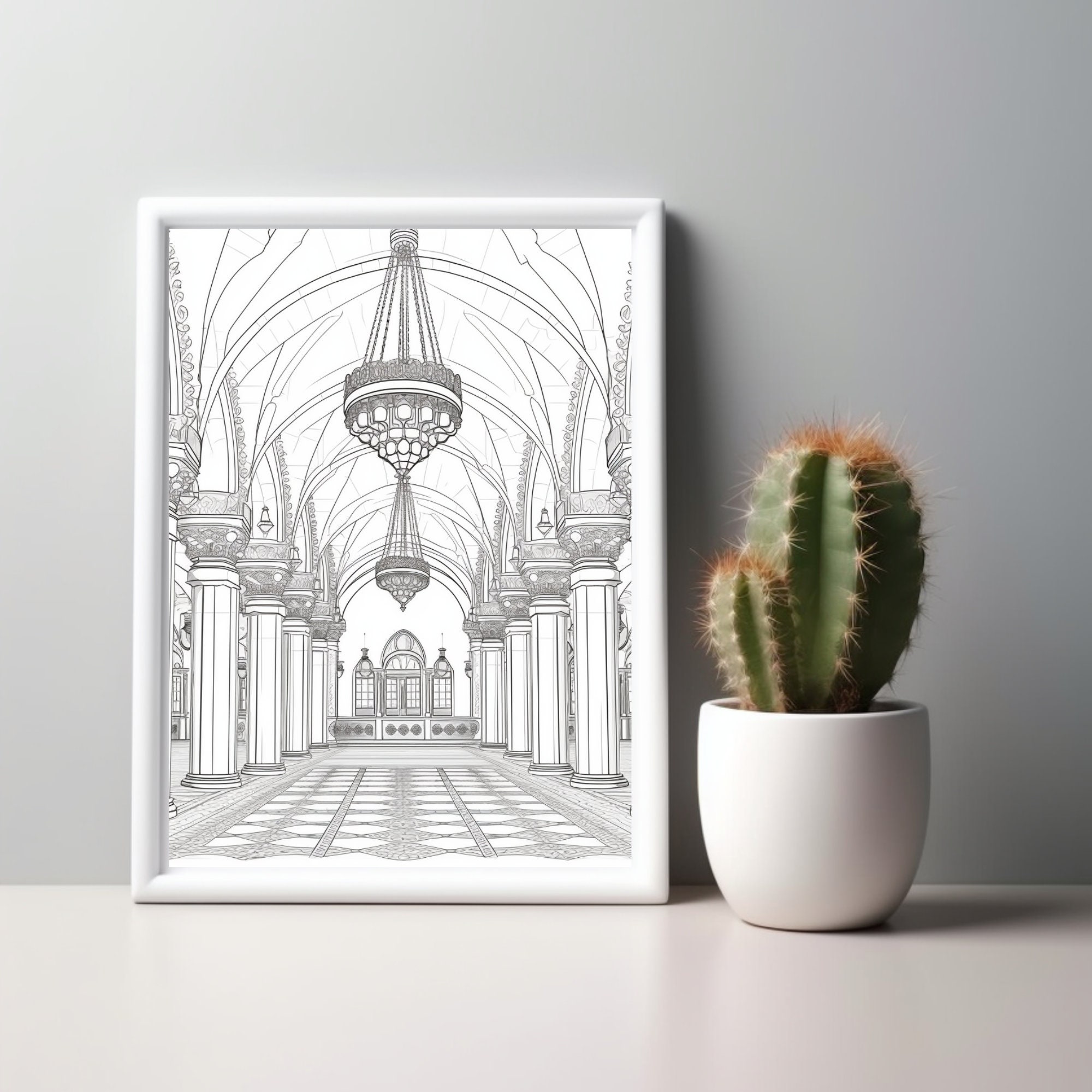 Mosque Adult Coloring Pages, Islamic, Digital Download, Printable, 24 ...