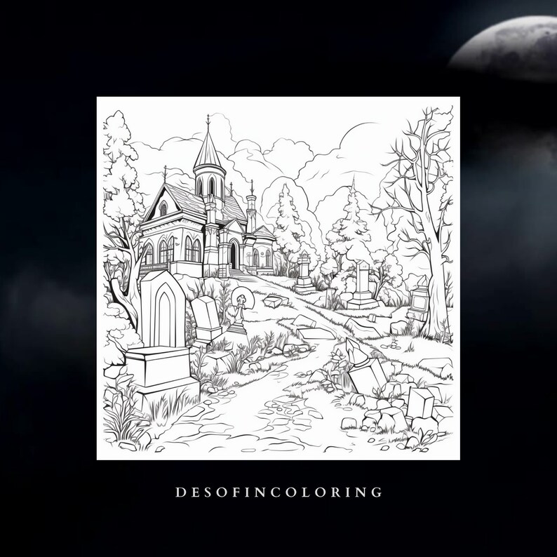 Printable Haunted Horrors Adult Coloring Pages, 12 Pieces, Halloween ...