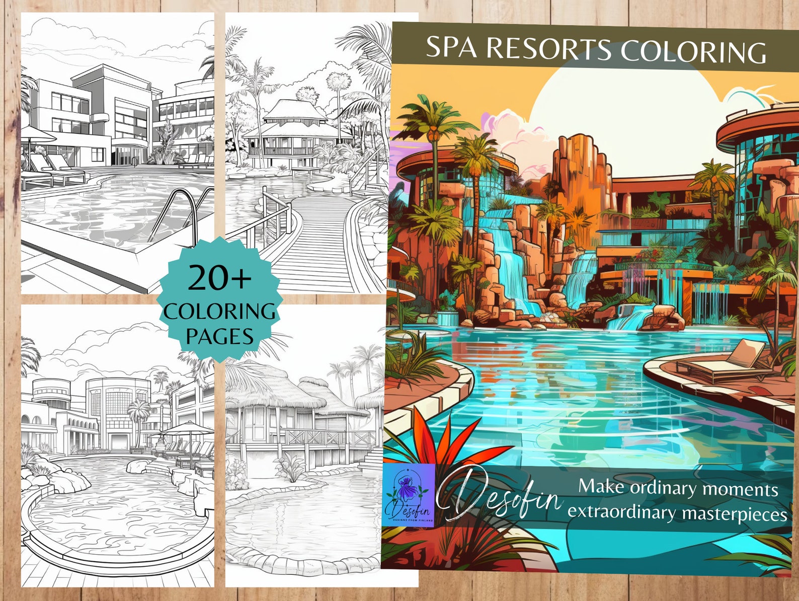 Spa Resort Adult Coloring Pages, Digital Download, Printable, 25 Pieces ...