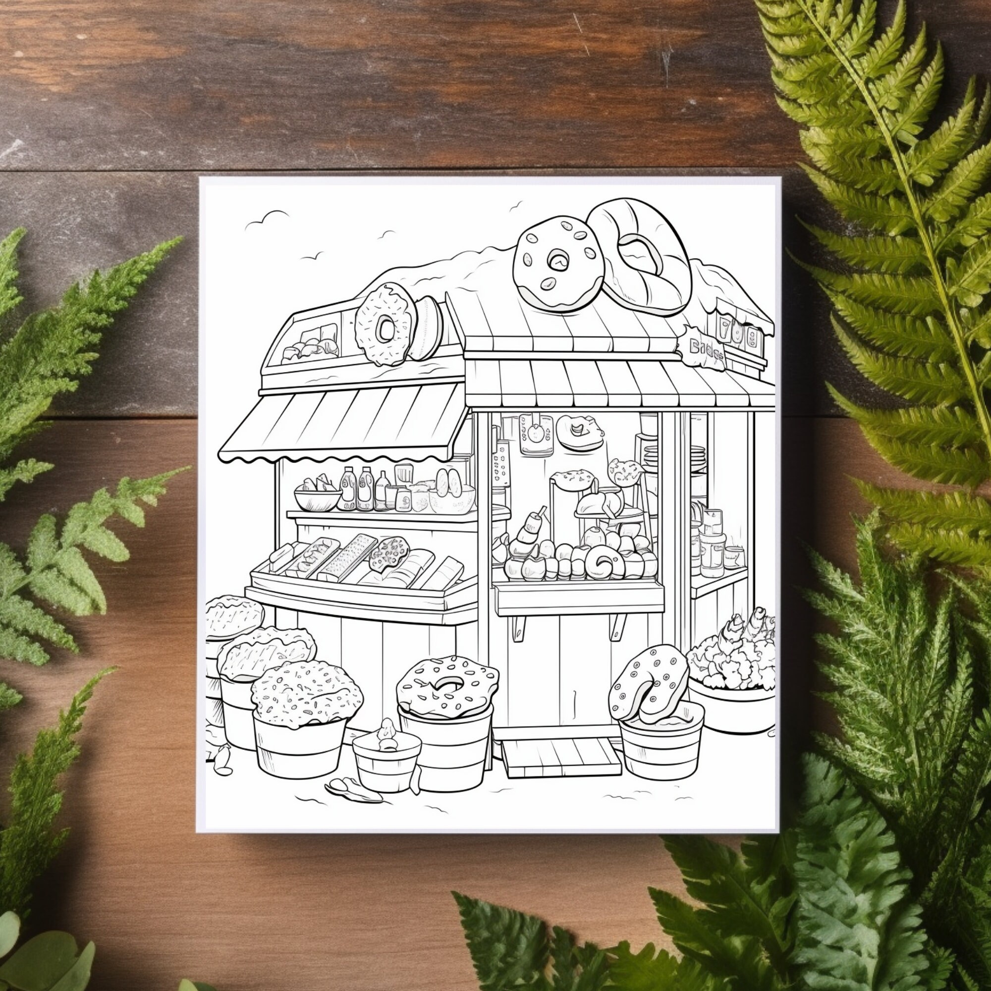 Printable Minimalist Shops and Kiosks Coloring Pages for Adults and ...