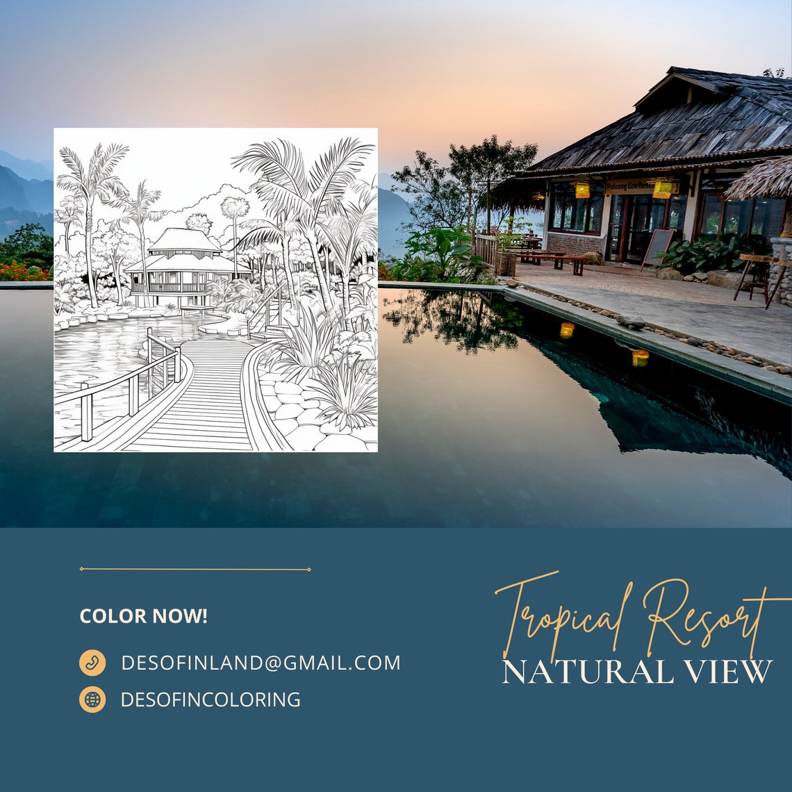 Spa Resort Adult Coloring Pages, Digital Download, Printable, 25 Pieces ...