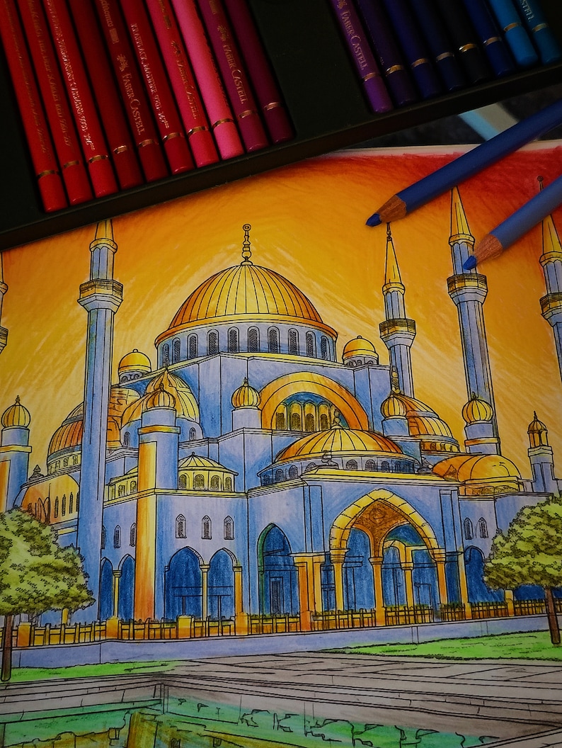 Islamic Mosque Adult Coloring Pages, Digital Download, Printable, 36 ...