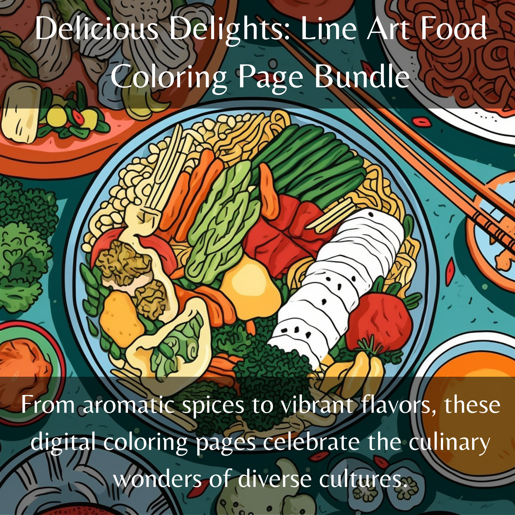 Food Adult Coloring Pages, Digital Download, Printable, 38 Pieces - Etsy