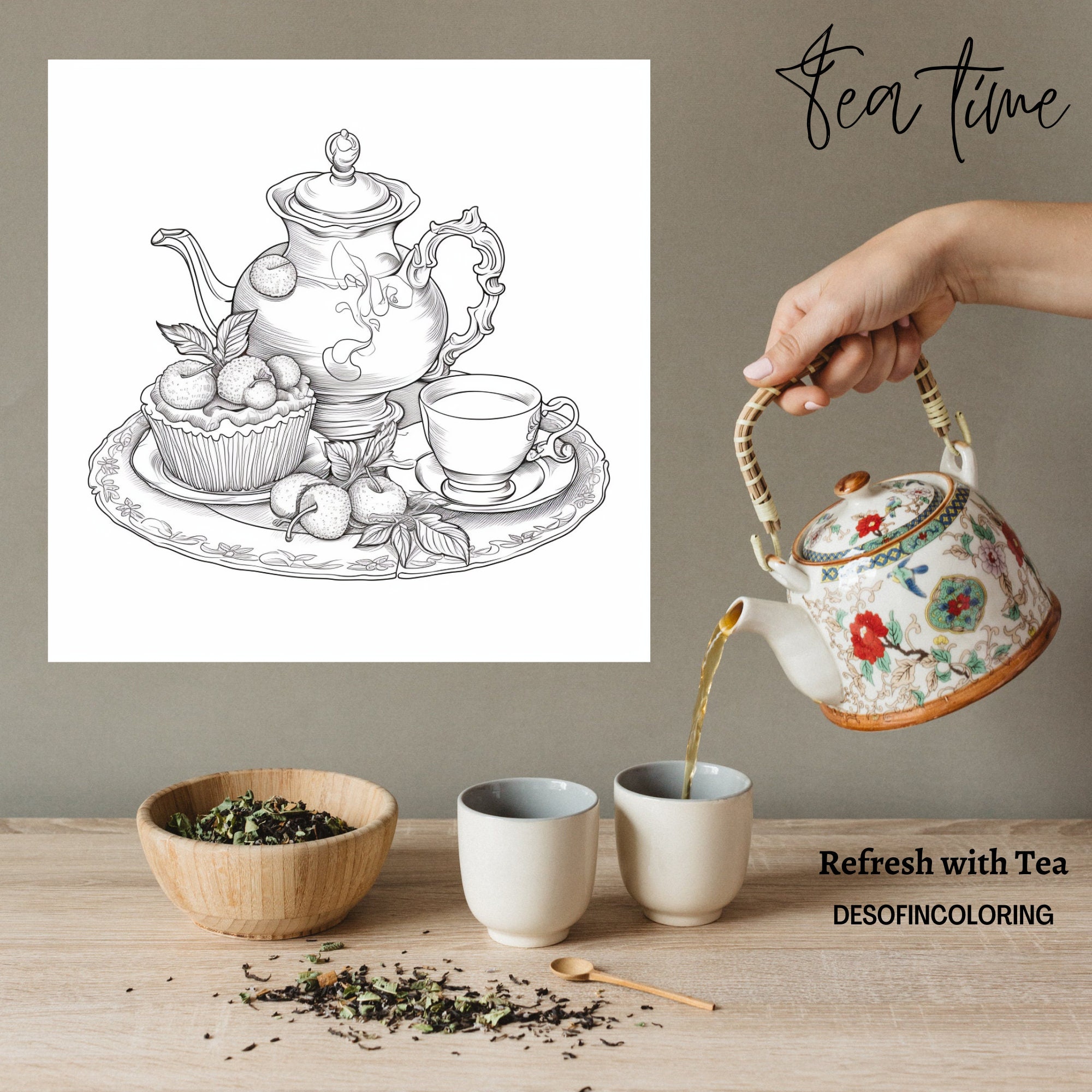 Tea Party Adult Coloring Pages, Digital Download, 23 Pieces - Etsy