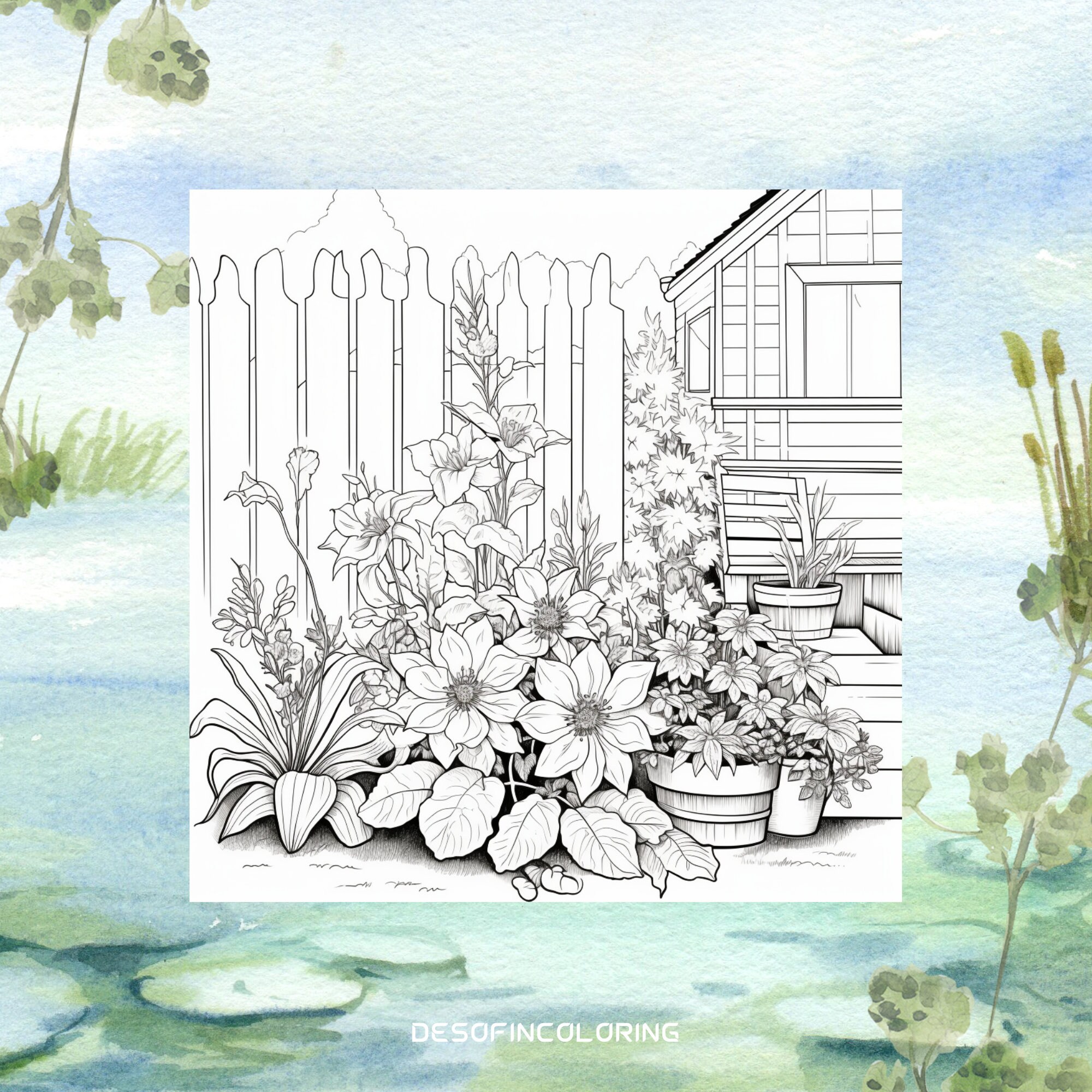 Ponds and Gardens, 37 Adult Coloring Pages, Digital Download, Printable ...