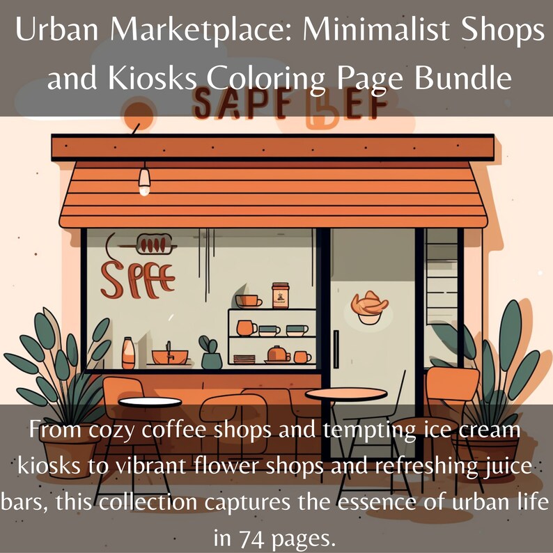 Printable Minimalist Shops and Kiosks Coloring Pages for Adults and ...