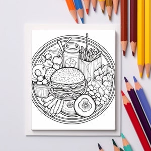 Food Adult Coloring Pages, Digital Download, Printable, 38 Pieces - Etsy