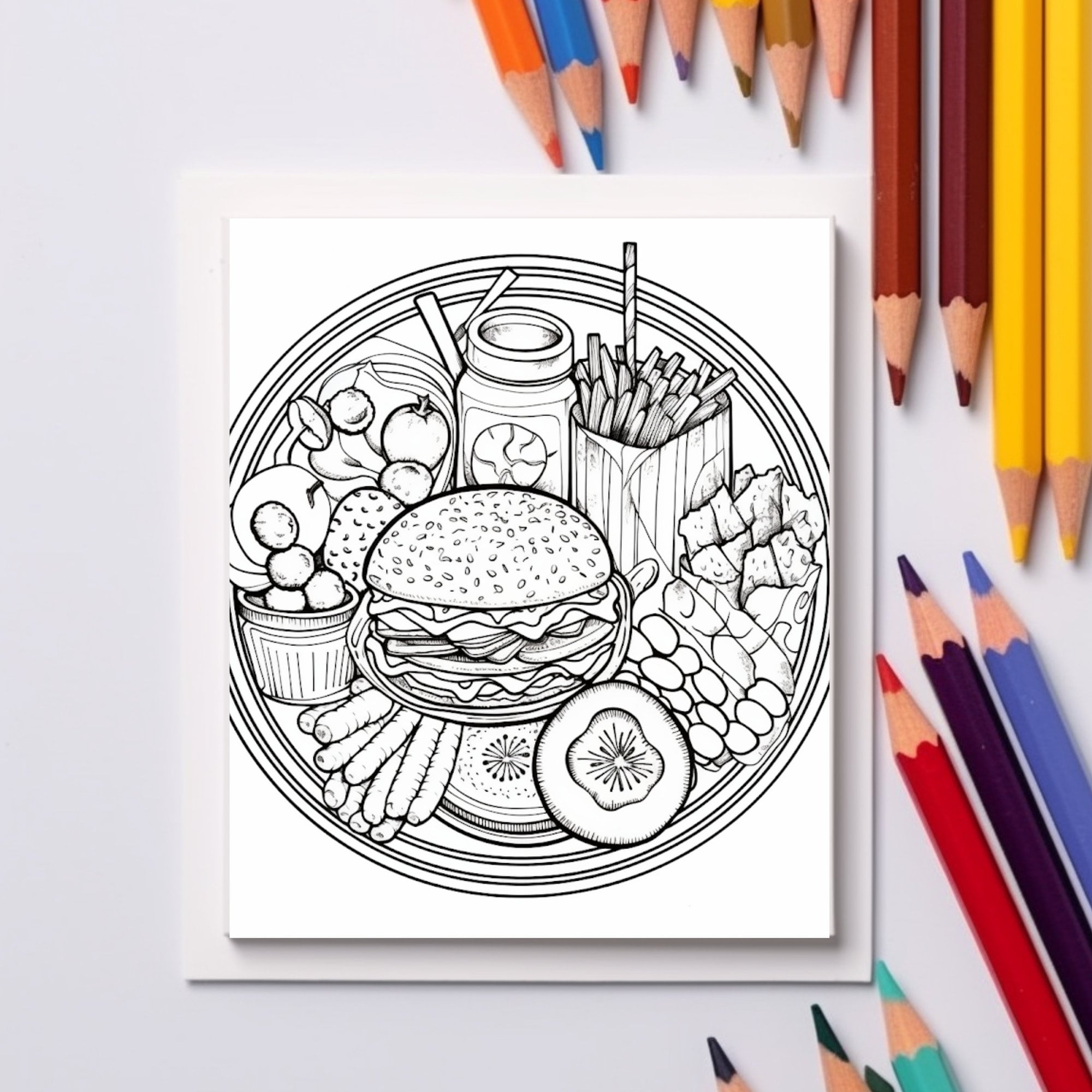 Food Adult Coloring Pages, Digital Download, Printable, 38 Pieces - Etsy