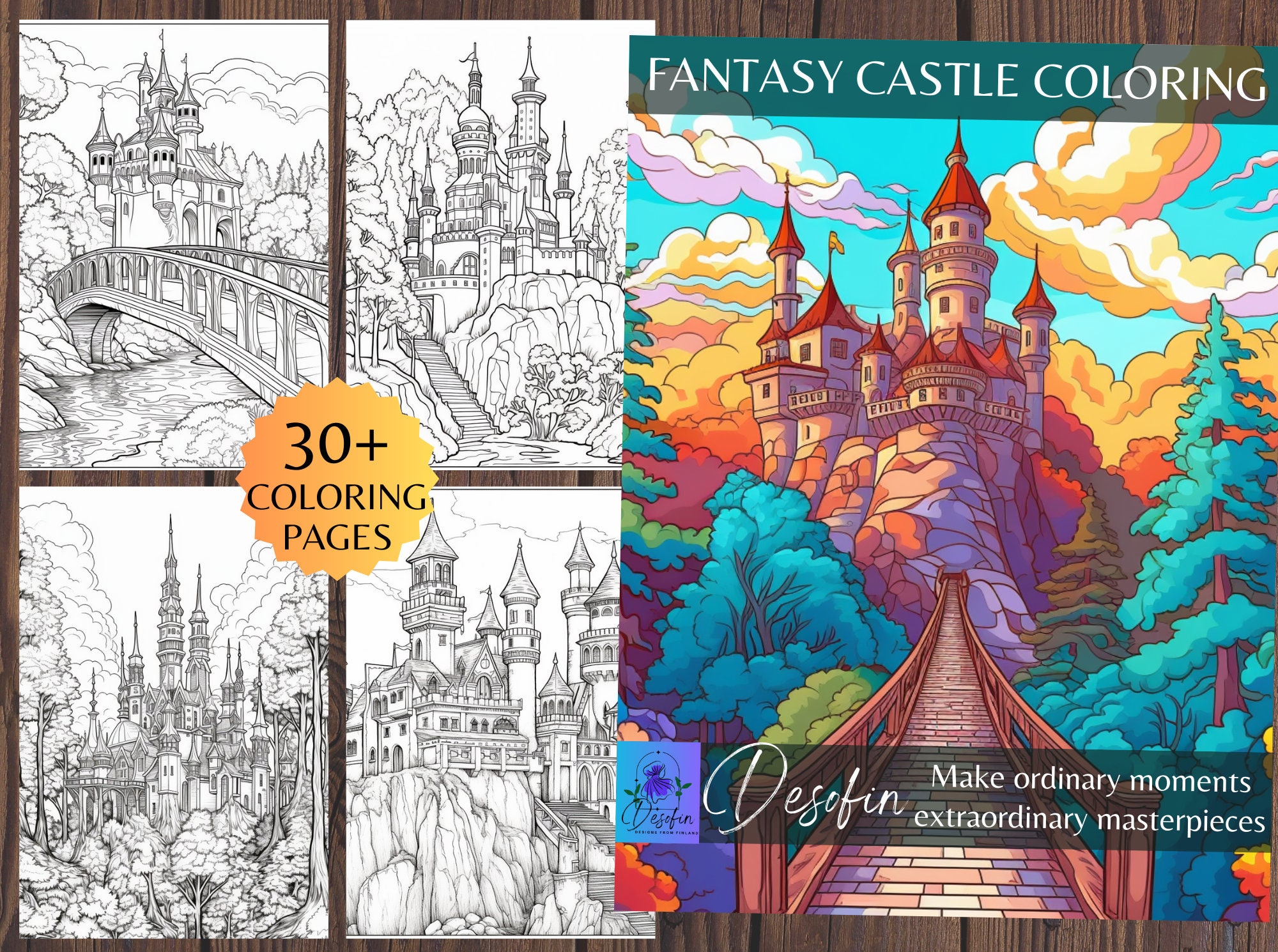 Fantasy Castle Coloring Pages, Adult Coloring, Digital Download, 38 ...