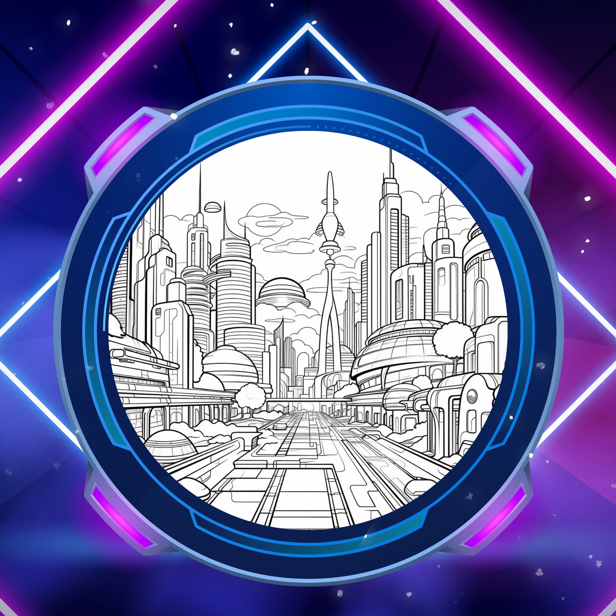 23 Futuristic Cities Adult Coloring Pages, Printable, Digital Download ...