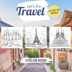 30 World's Most Famous Landmarks Adult Coloring Pages, Digital Download ...