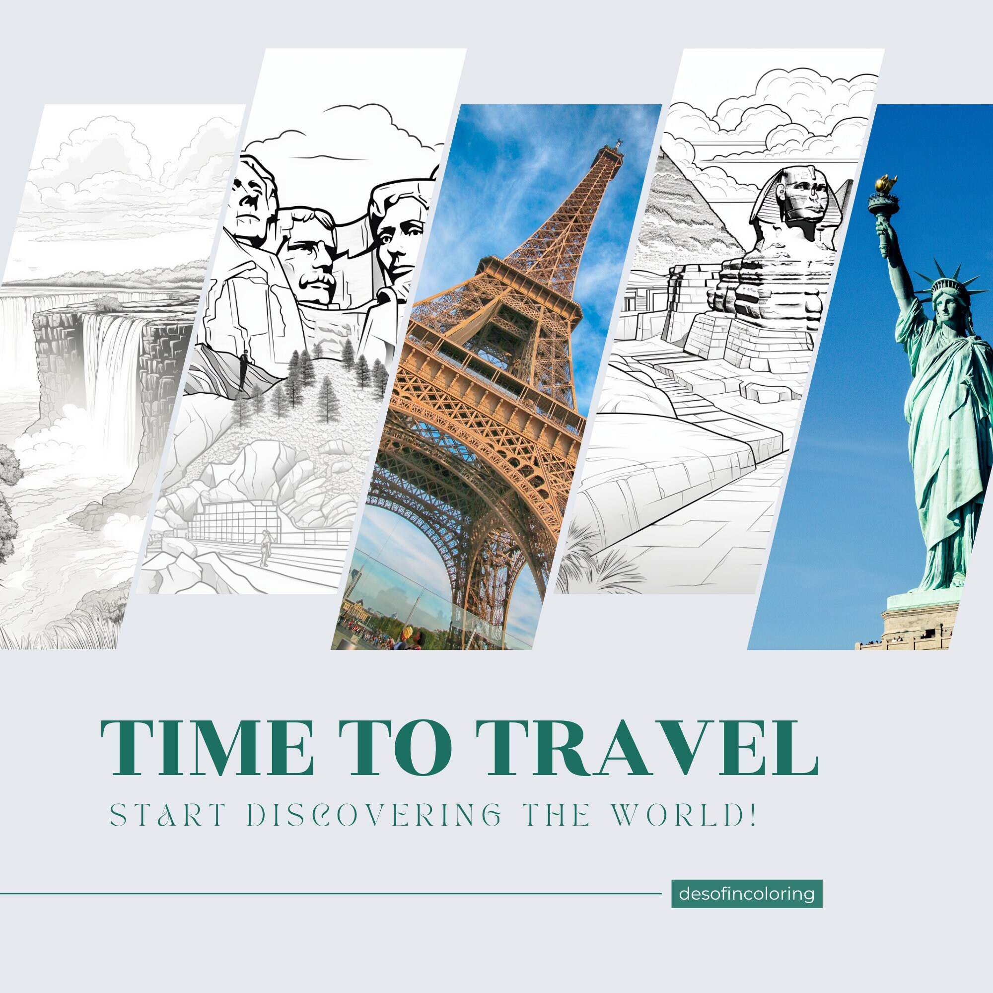 30 World's Most Famous Landmarks Adult Coloring Pages, Digital Download ...